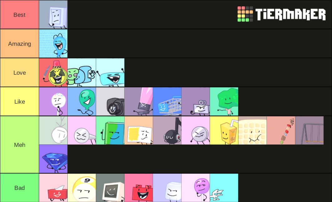 BFDI Moon Mix Tier List (Community Rankings) - TierMaker
