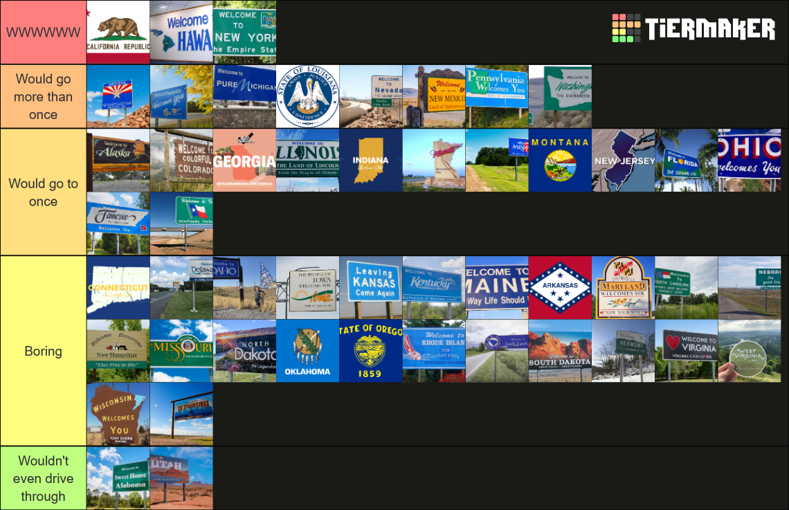 Ranking the 50 States Tier List (Community Rankings) - TierMaker Ranking the 50 States Tier List (Community Rankings) - TierMaker