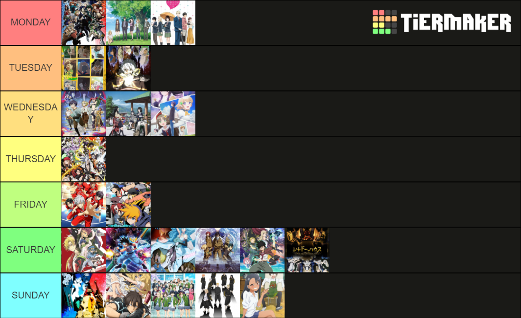 ANIME SCHEDULE Tier List (Community Rankings) - TierMaker
