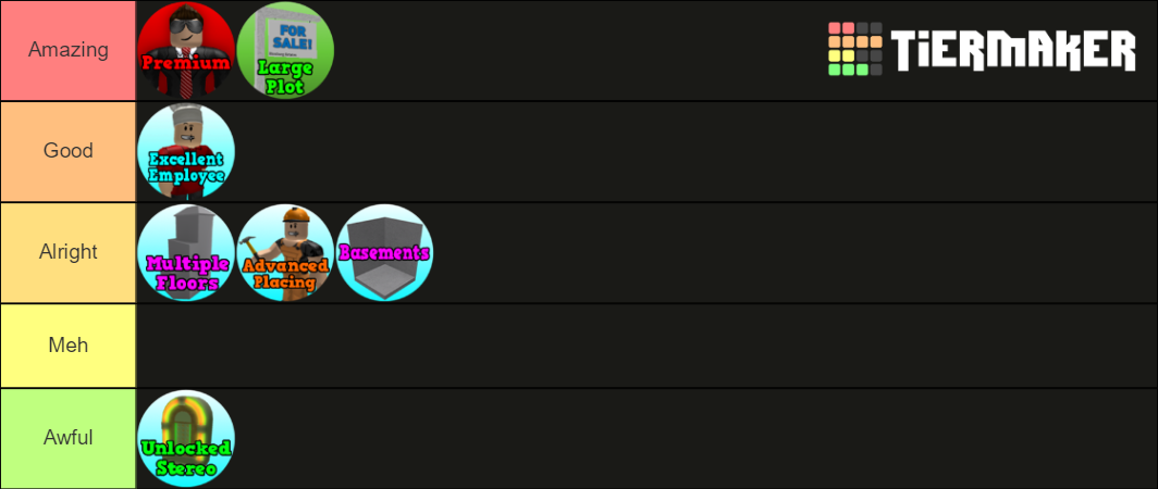 Ranking Bloxburg Gamepasses Tier List (Community Rankings) - TierMaker