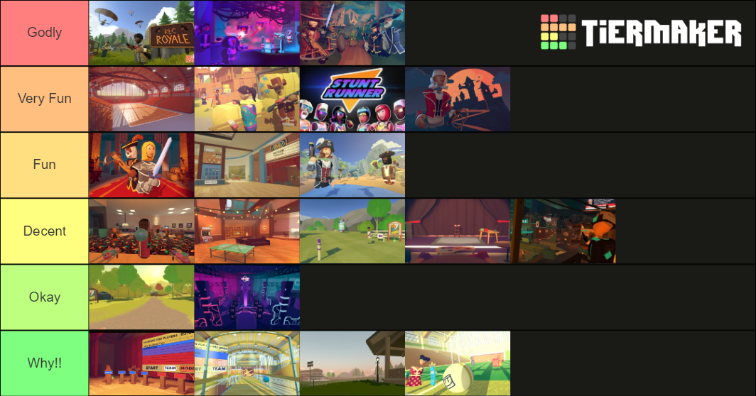 Rec Room Originals Tier List (Community Rankings) - TierMaker