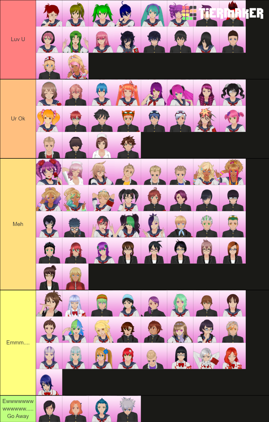 Yandere Sim :D Tier List (Community Rankings) - TierMaker