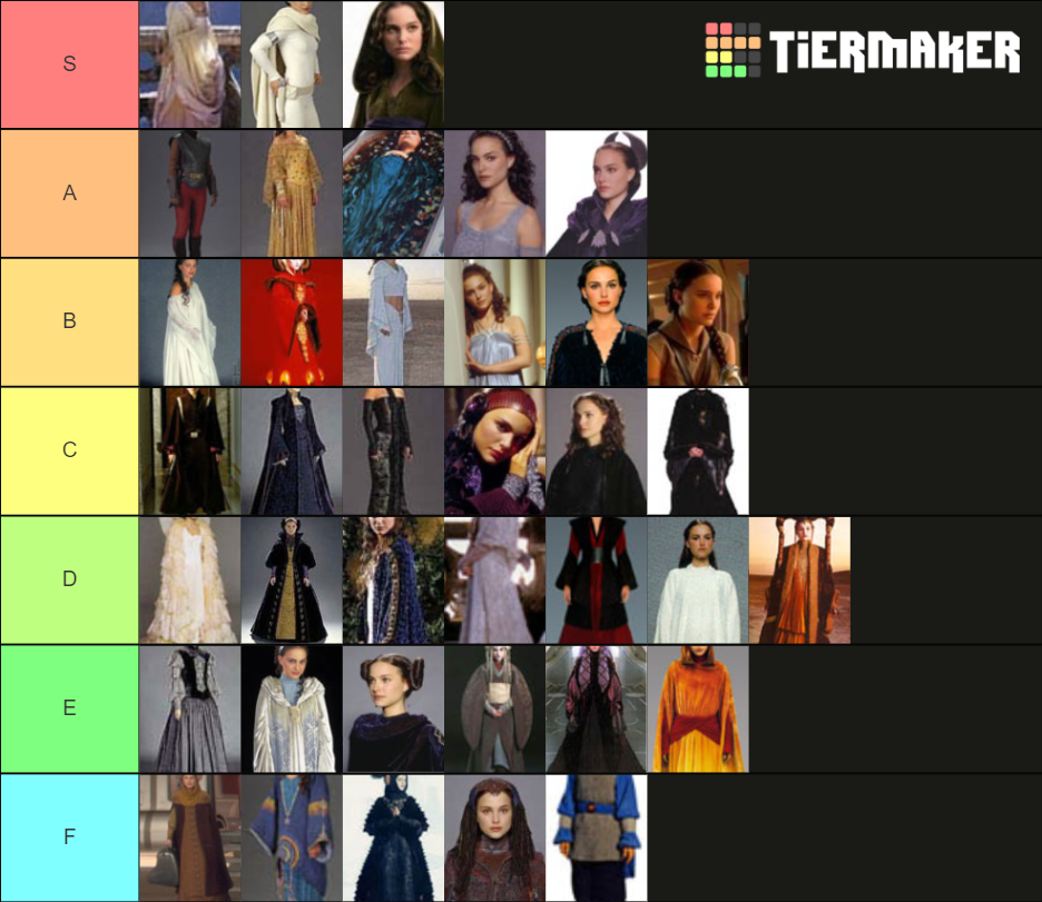 Padme Amidala's Outfits Tier List (Community Rankings) - TierMaker