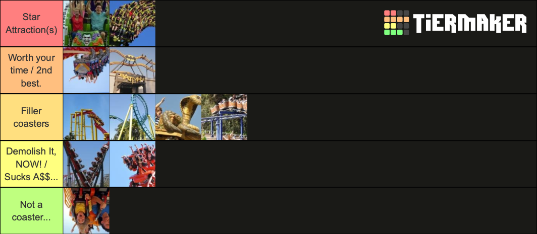 Six Flags Discovery Kingdom: All Current Coasters Ranked! Tier List ...