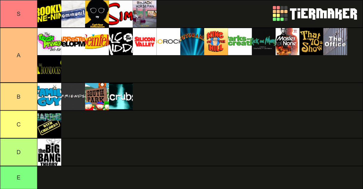 Sitcom Tier List (Community Rankings) - TierMaker