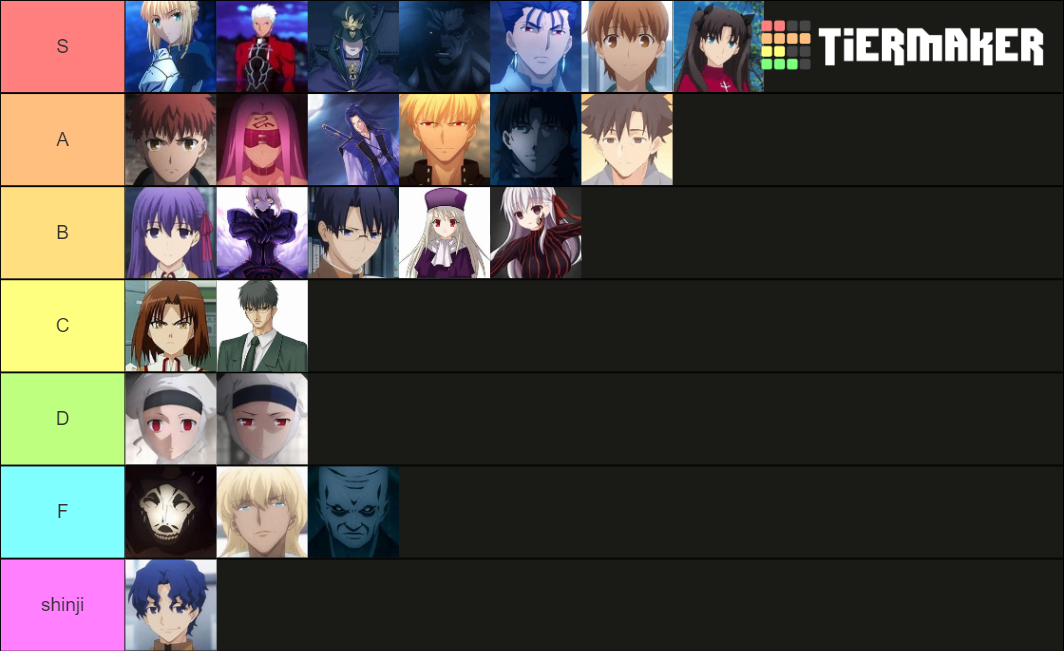 Fate/Stay Night almost every character Tier List (Community Rankings ...