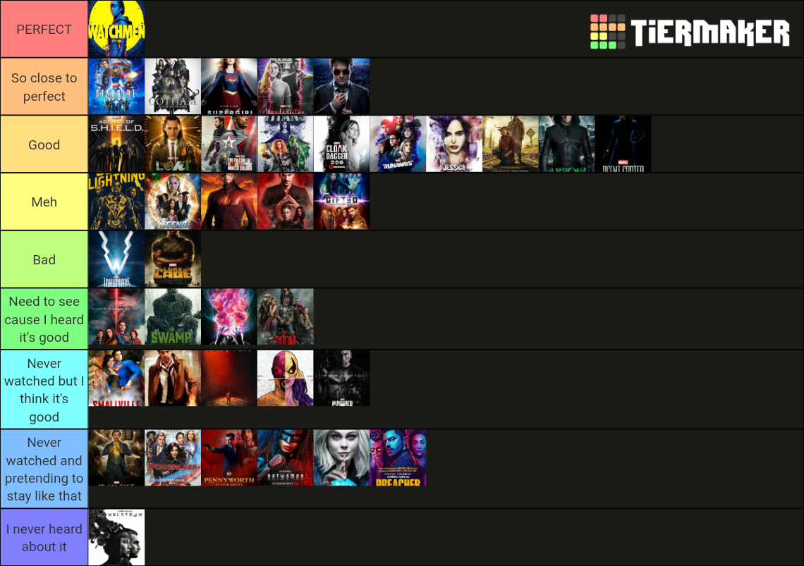 All Marvel And Dc series Tier List (Community Rankings) - TierMaker