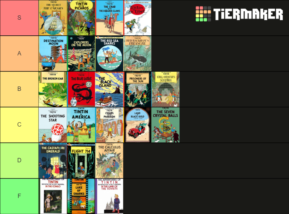 Tintin Books (English) Tier List (Community Rankings) - TierMaker