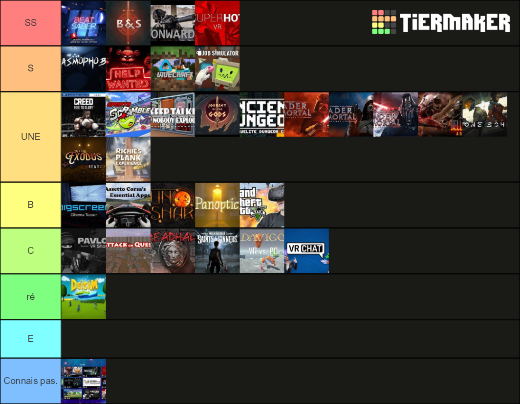 Jeu de VR Tier List (Community Rankings) - TierMaker