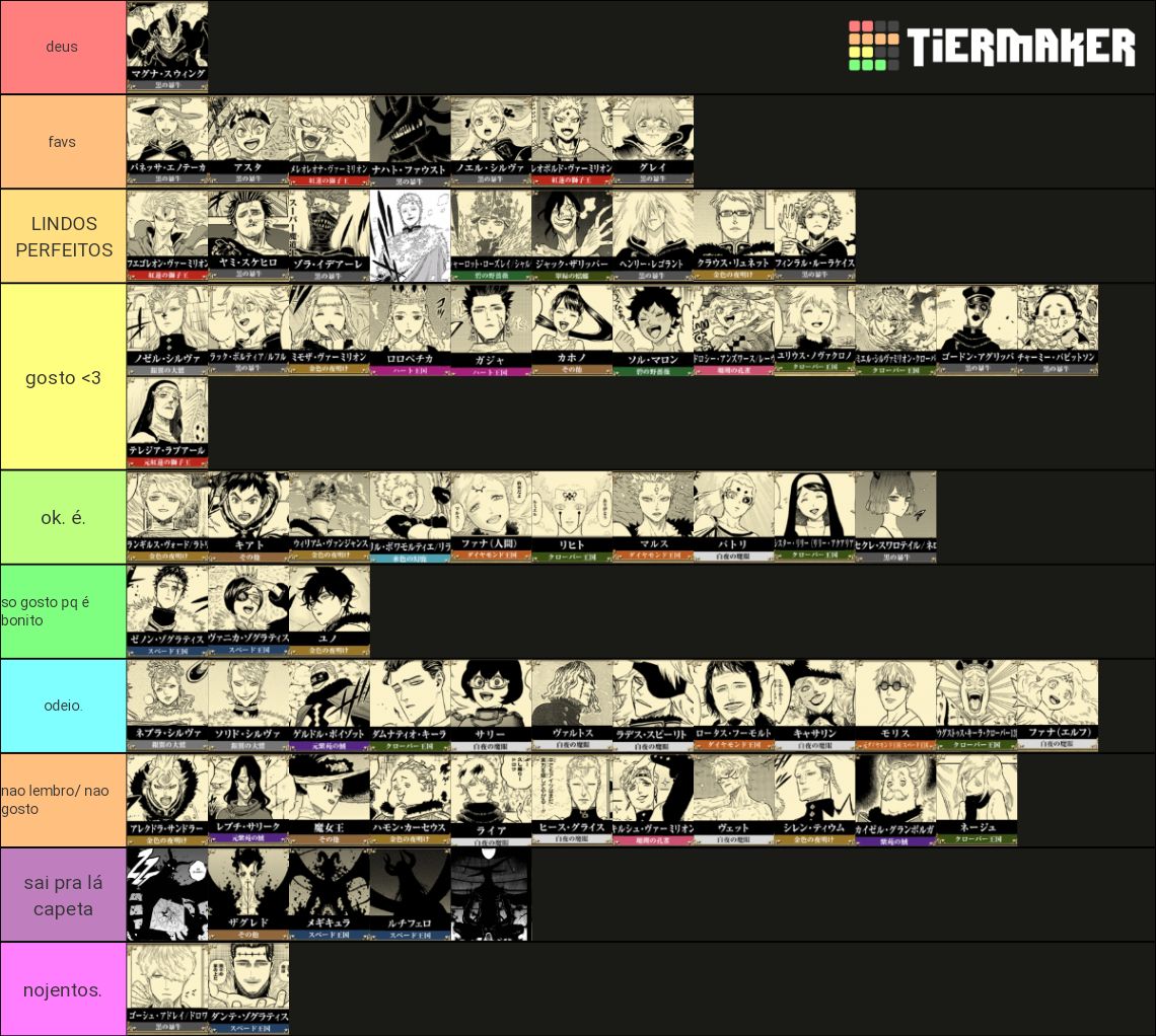 Black Clover Character's strength Tier List (Community Rankings ...