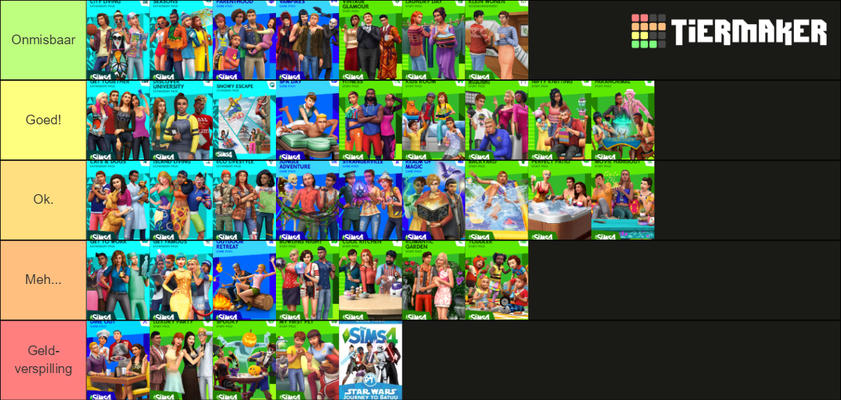Sims 4 Packs Tier List (Community Rankings) - TierMaker