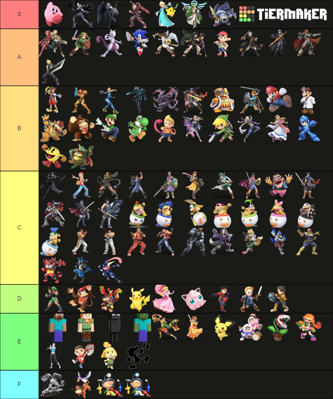 Super Smash Bros Ultimate CANON Tier List (Community Rankings) - TierMaker