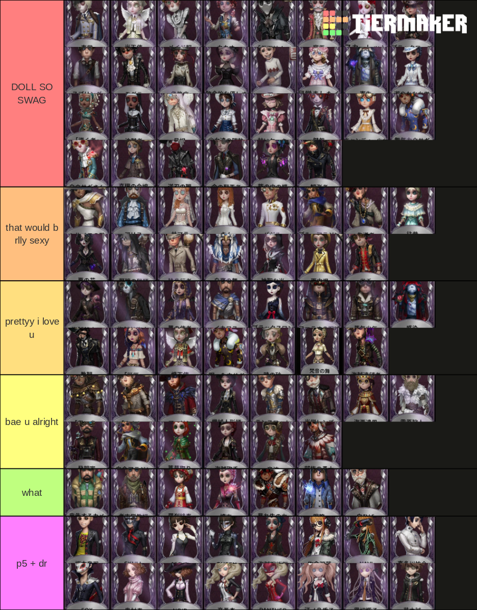 Identity V A tier skins Survivors (added skins from s11) Tier List ...