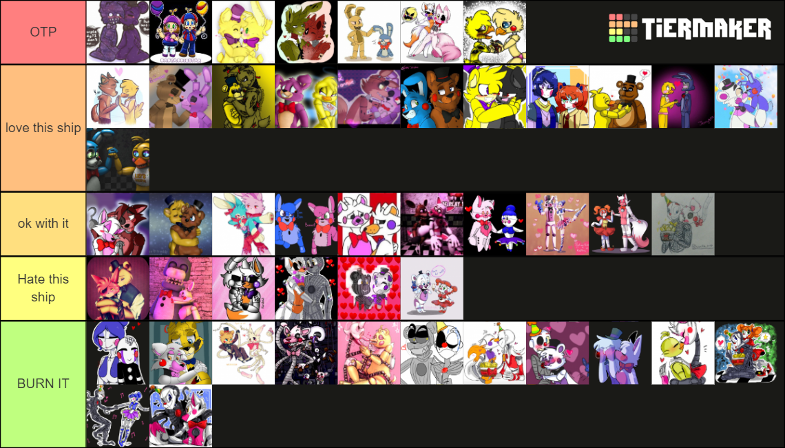 Fnaf ships Tier List (Community Rankings) - TierMaker