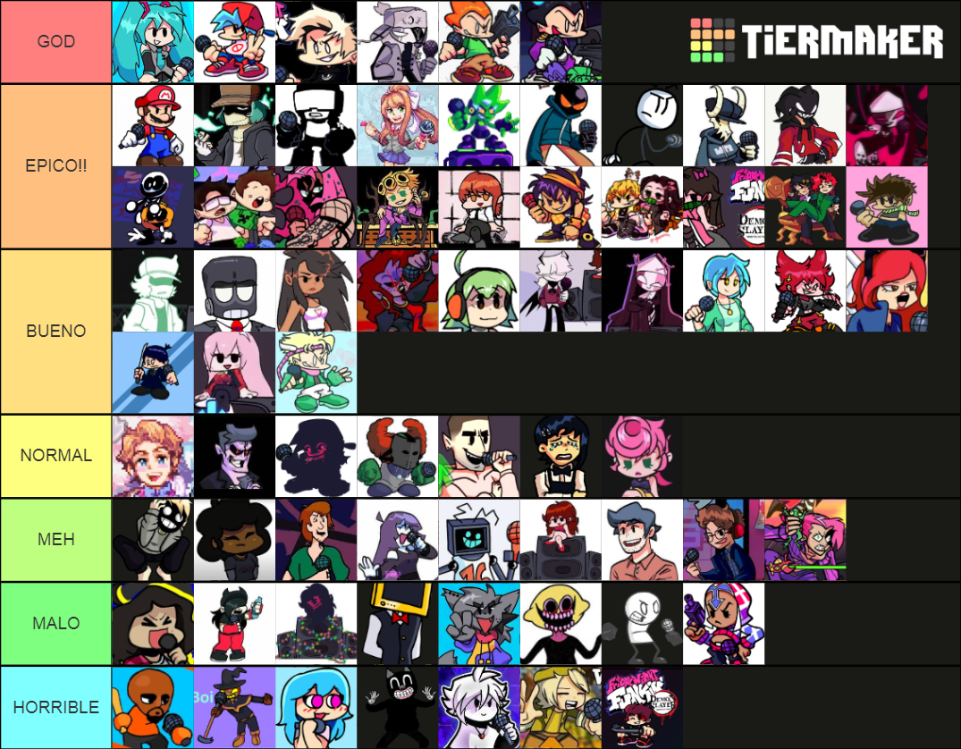 fnf characters Tier List (Community Rankings) - TierMaker