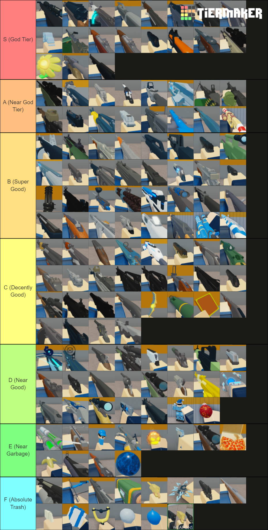 Roblox Arsenal Weapons Tier List (Community Rankings) - TierMaker