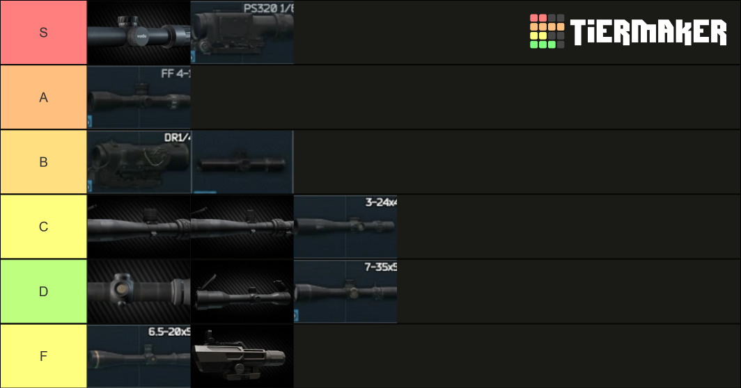 Tarkov Scopes Tier List (Community Rankings) - TierMaker