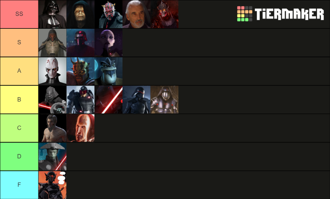 Canon Jedi/Sith Tier List (Community Rankings) - TierMaker