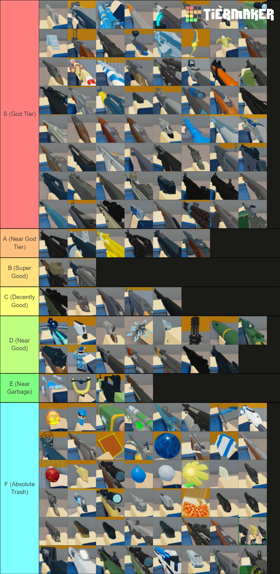 Roblox Arsenal Weapons Tier List (Community Rankings) - TierMaker