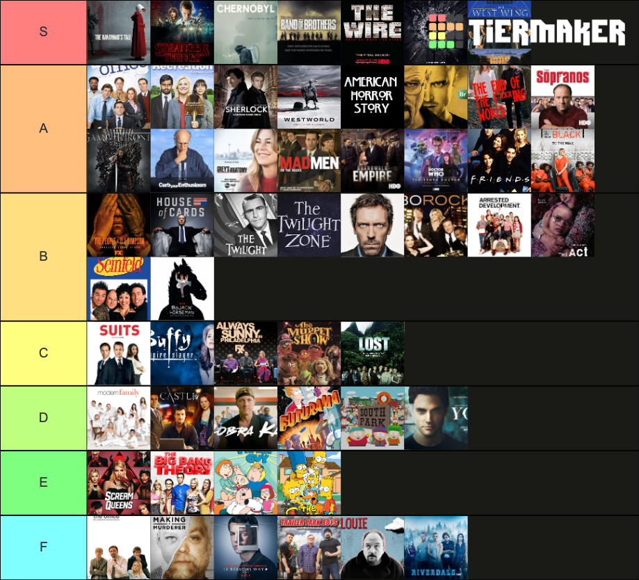The REAL Best TV Shows Tier List (Community Rankings) - TierMaker