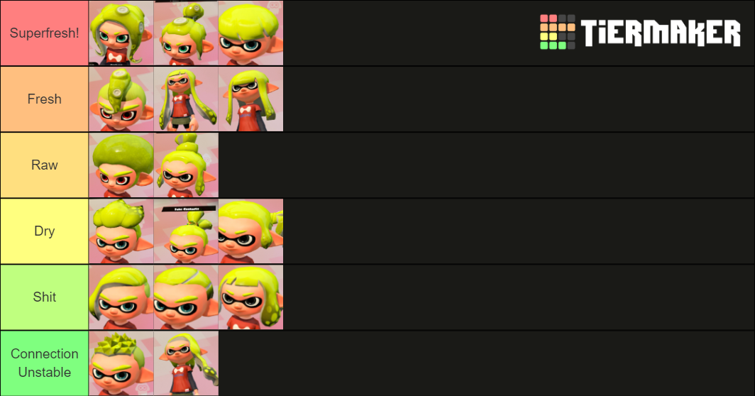 Splatoon 2 Hairstyles Tier List (Community Rankings) - TierMaker