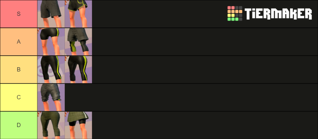 Splatoon 2 Pants Tier List (Community Rankings) - TierMaker