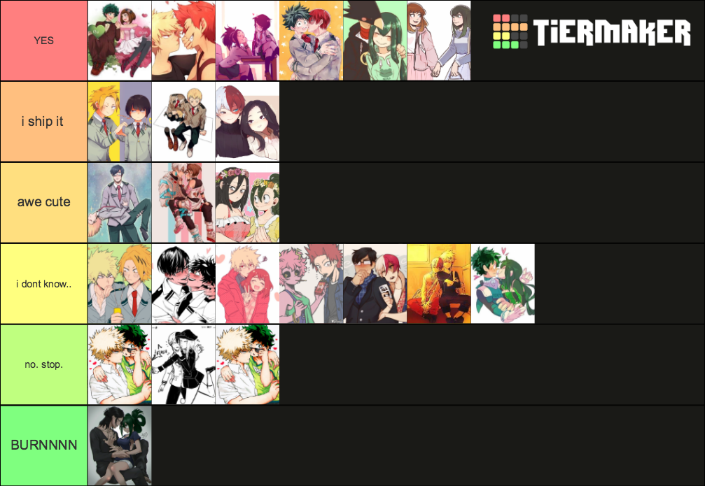 MHA shippings Tier List (Community Rankings) - TierMaker
