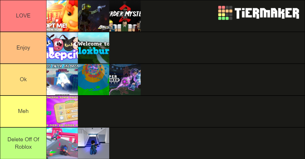 Best Roblox games Tier List (Community Rankings) - TierMaker