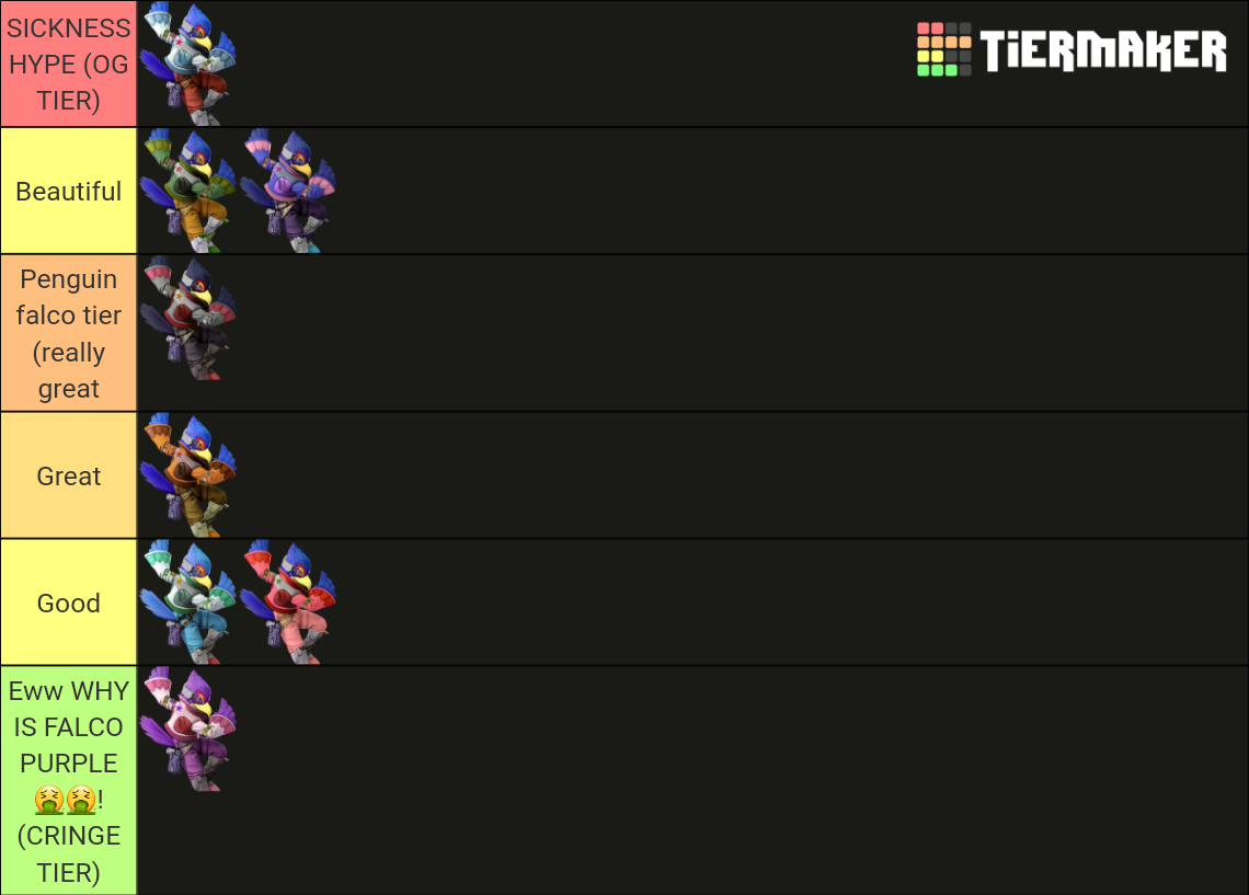 SSBU Falco alts/colors Tier List (Community Rankings) - TierMaker