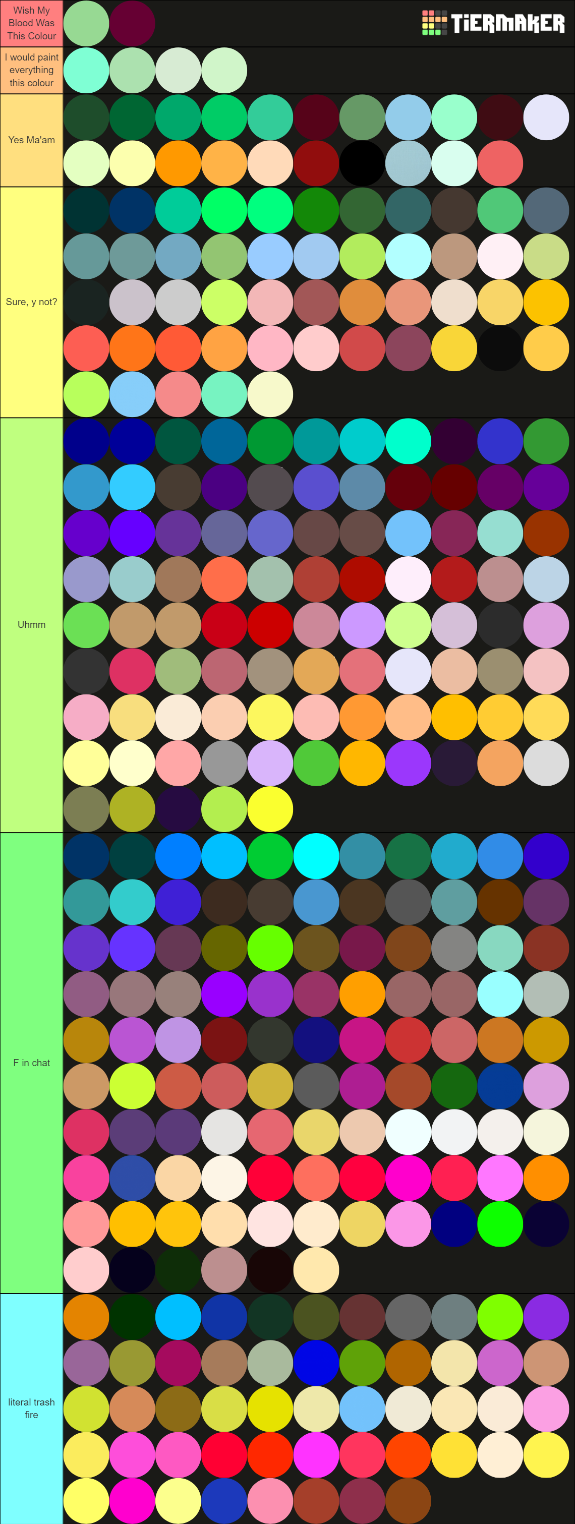 All The Colours Tier List (Community Rankings) - TierMaker