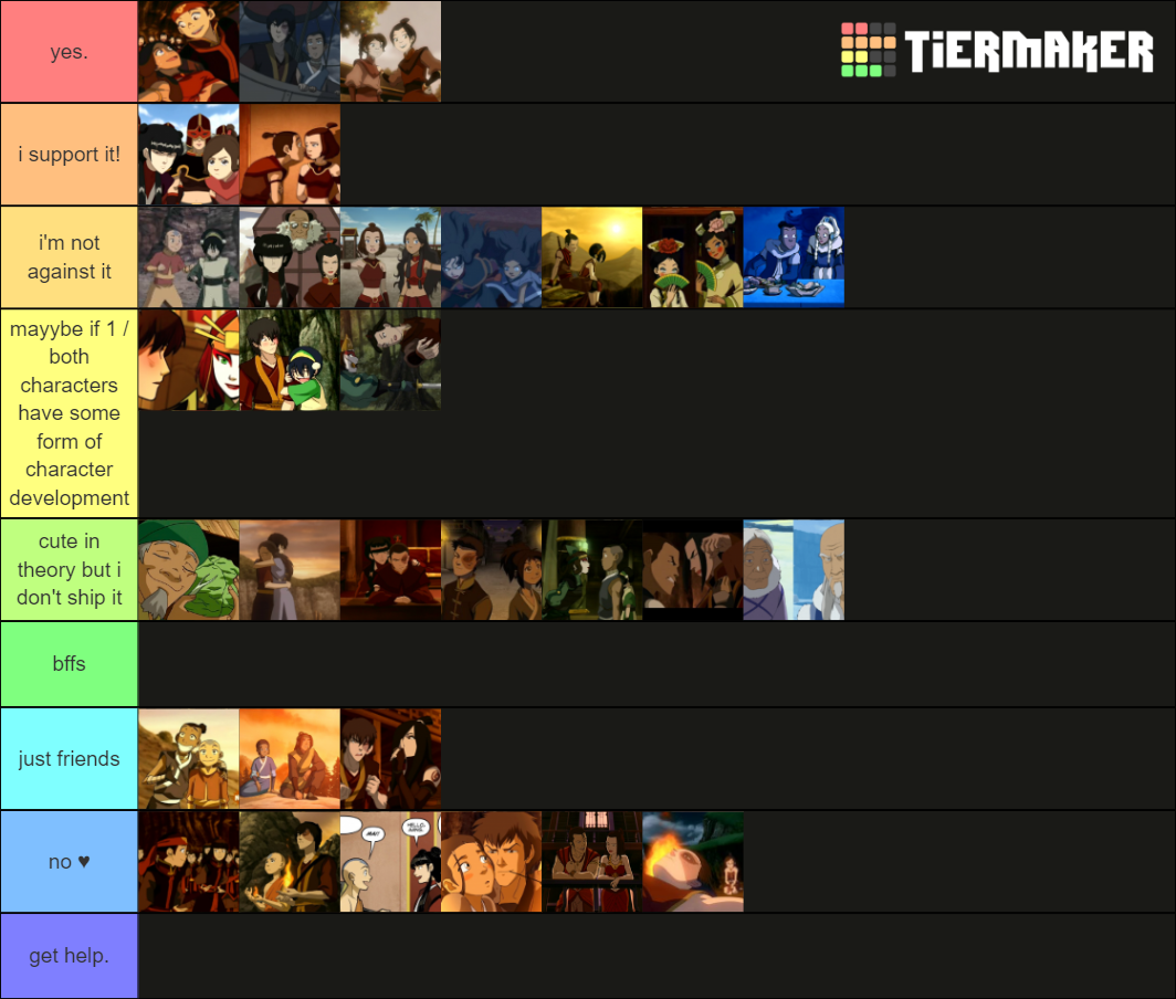~my atla ships tierlist~ Tier List (Community Rankings) - TierMaker