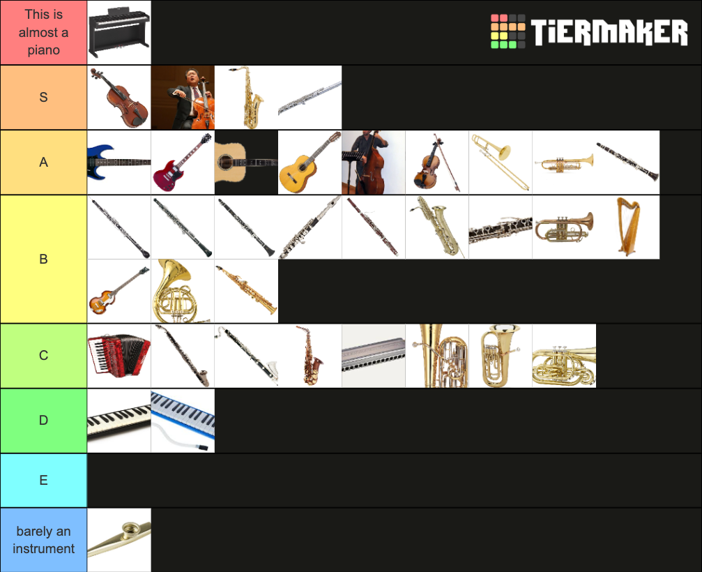 Instruments Tier List (Community Rankings) - TierMaker