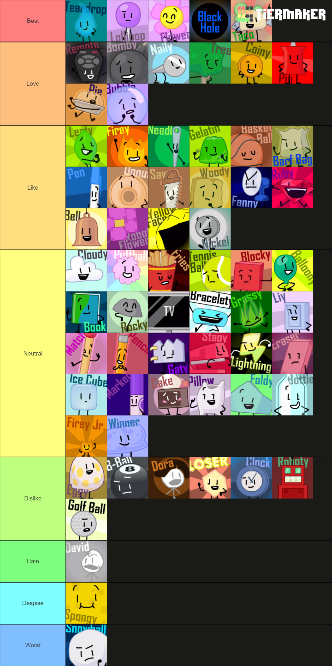 BFB Template (Cool Icons) Tier List (Community Rankings) - TierMaker