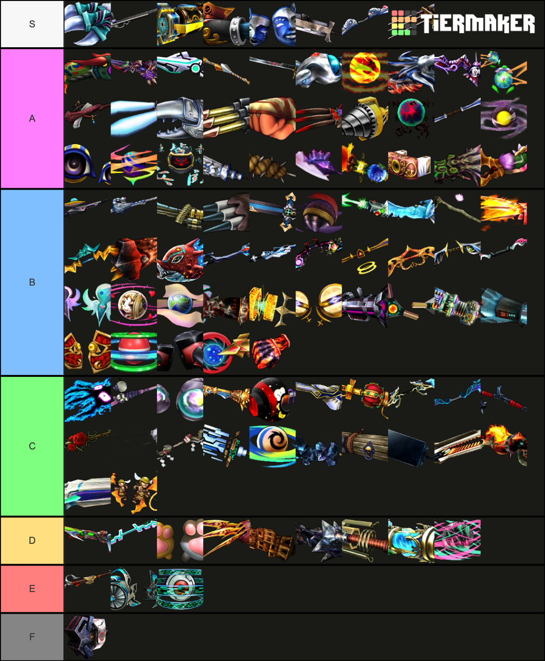 Kid Icarus Uprising Weapons Ranked Tier List (Community Rankings ...