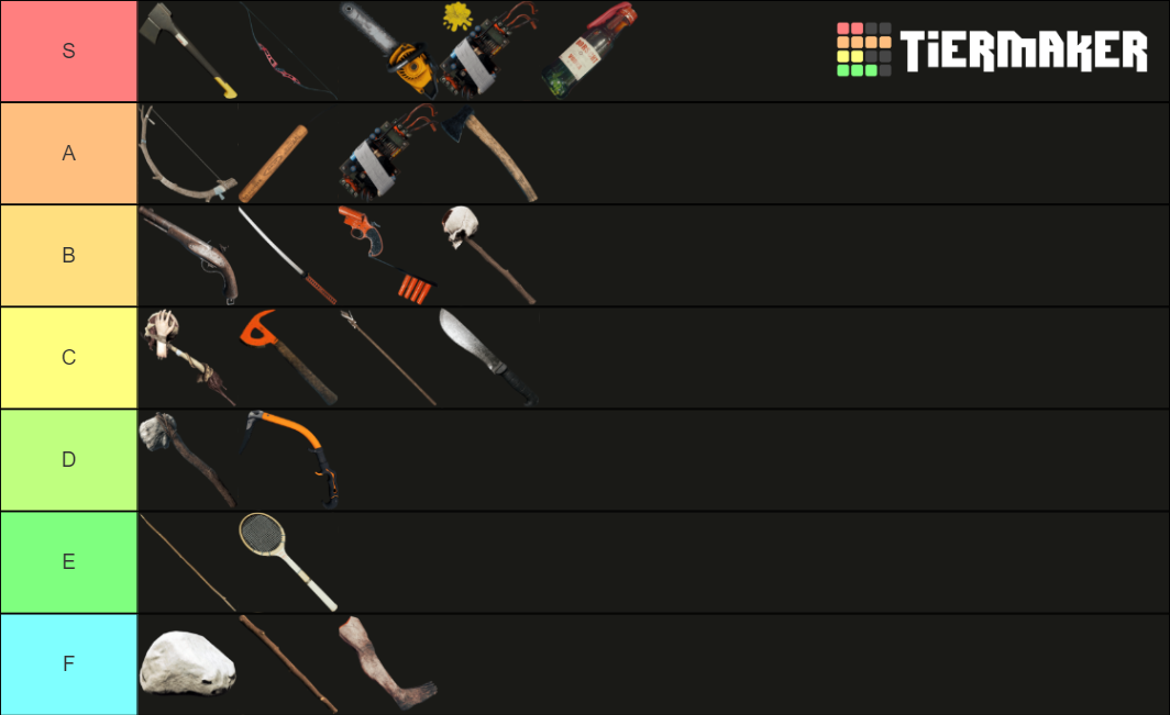 The Forest Weapons Tier List (Community Rankings) - TierMaker The Forest Weapons Tier List (Community Rankings) - TierMaker