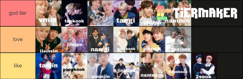 bts ships Tier List (Community Rankings) - TierMaker