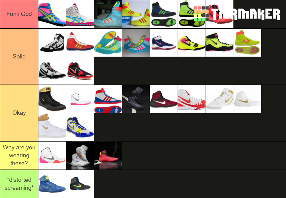Wrestling Shoe Colorways Tier List (Community Rankings) - TierMaker