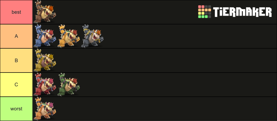 Bowser Alternate Costumes Tier List (Community Rankings) - TierMaker
