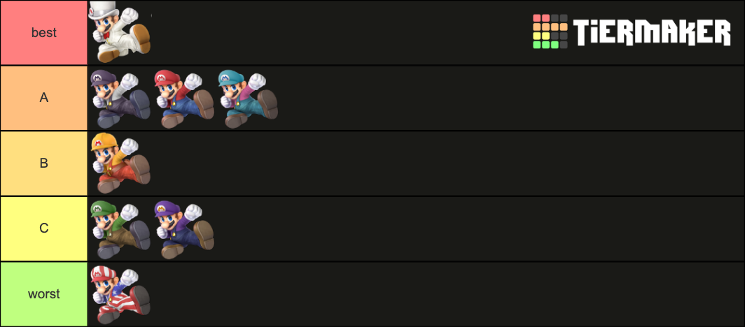 Mario Alternate Costumes Tier List (Community Rankings) - TierMaker