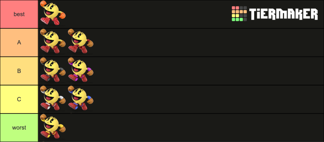 Pac-Man Smash Bros Color Tier List (Community Rankings) - TierMaker