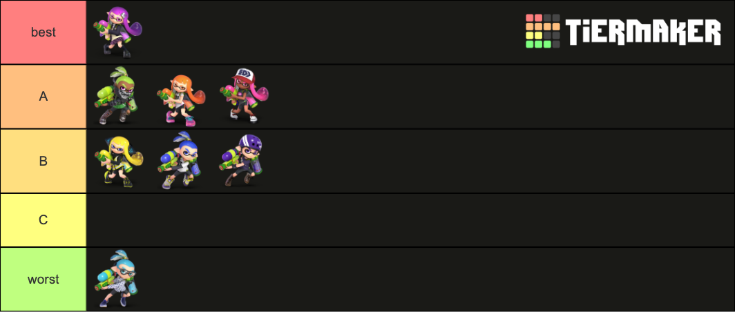 Smash Ultimate's Inkling costume Tier List (Community Rankings) - TierMaker