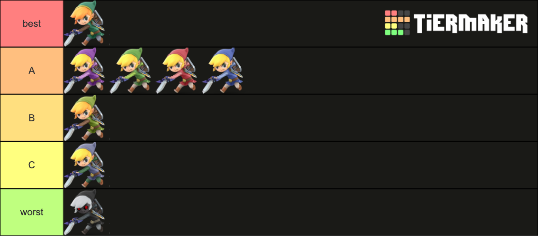 Toon Link alternate costumes Tier List (Community Rankings) - TierMaker