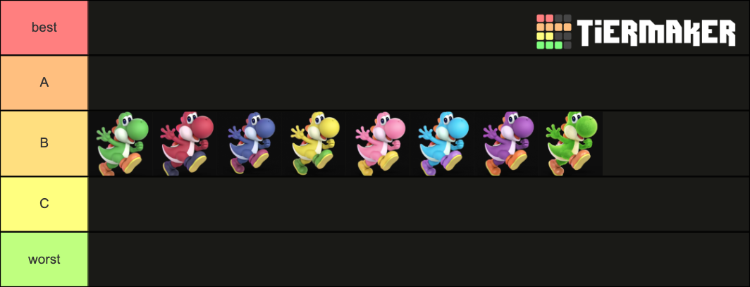 Yoshi Skins Tier List (Community Rankings) - TierMaker