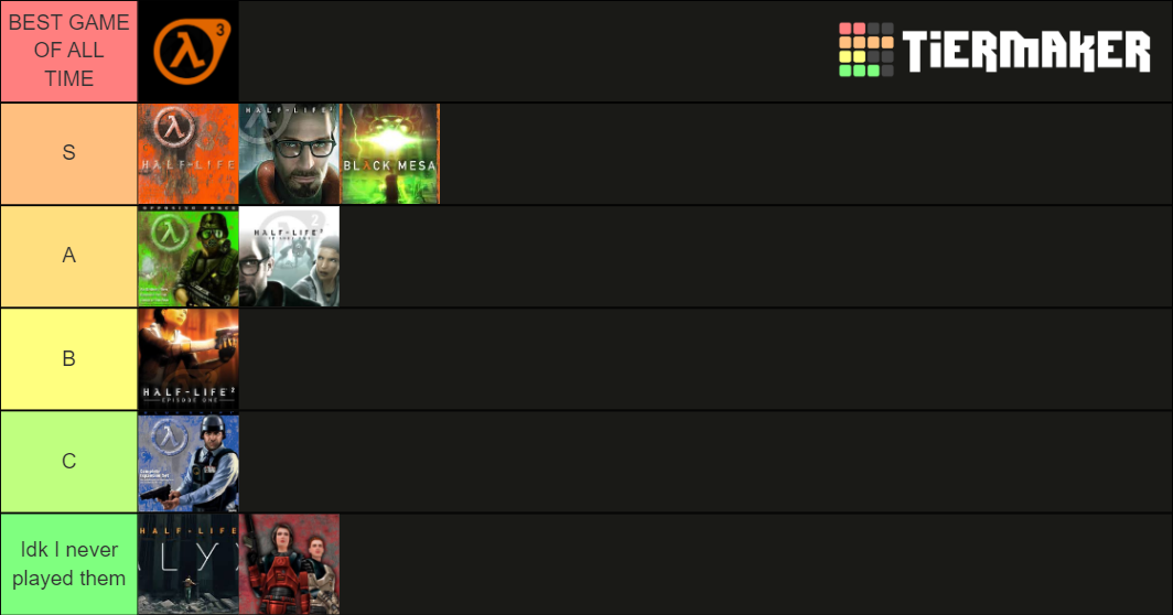 Half-Life Game Tier List (Community Rankings) - TierMaker