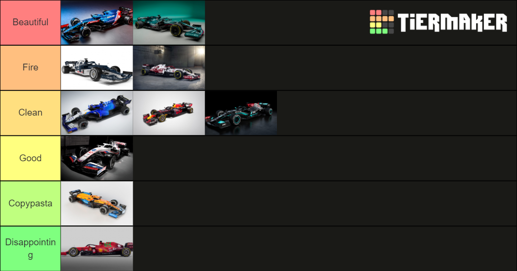 FORMULA 1 2021 Liveries Tier List (Community Rankings) - TierMaker