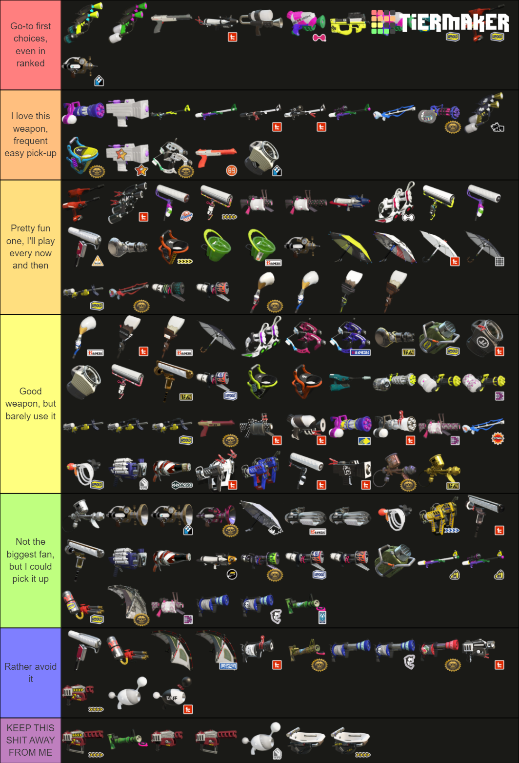 Splatoon 2 Weapons 5.3.1 Tier List (Community Rankings) - TierMaker