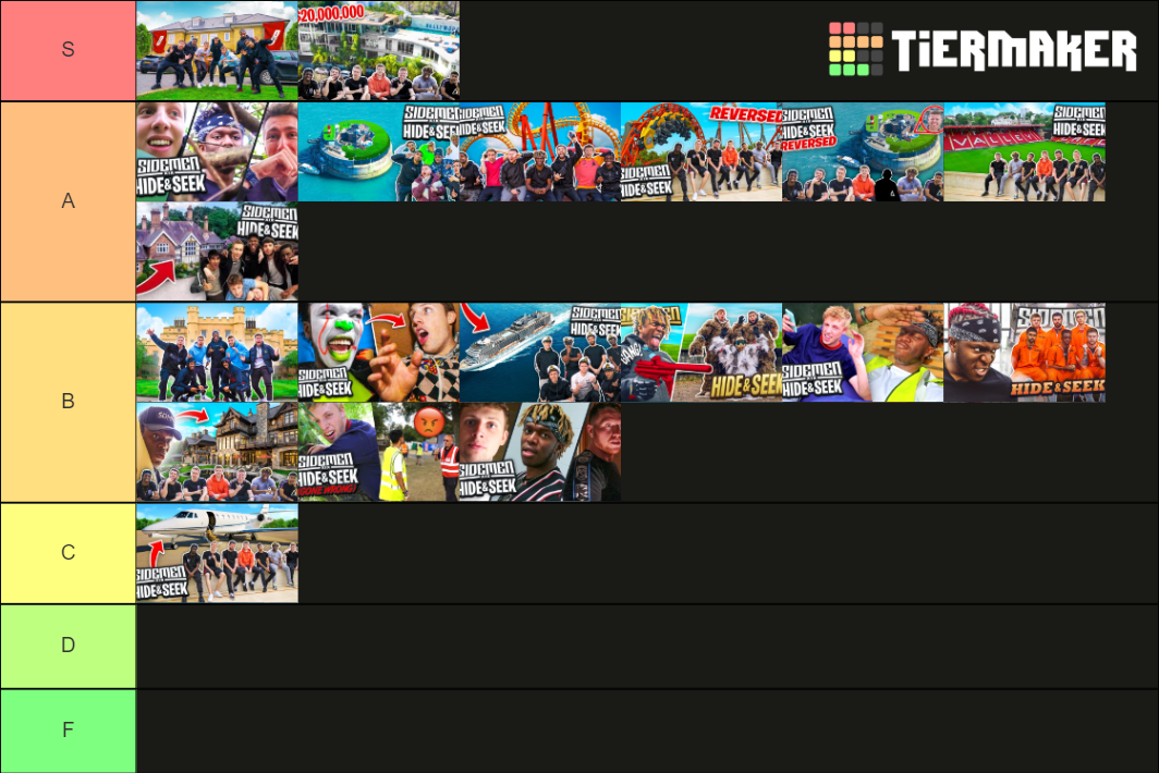 Sidemen Hide And Seek Videos Tier List Community Rankings Tiermaker 6556