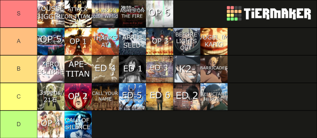 AOT Music Tier List (Community Rankings) - TierMaker