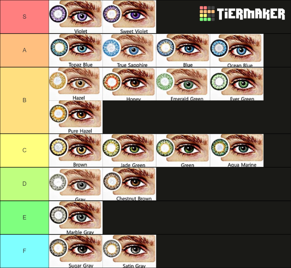 Eye Colour Tier List (Community Rankings) - TierMaker