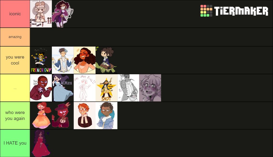 Hamilton characters Tier List (Community Rankings) - TierMaker